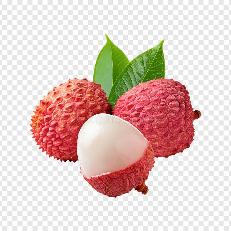 Lychee Fruit with Slice on Transparent Background Stock Illustration ...