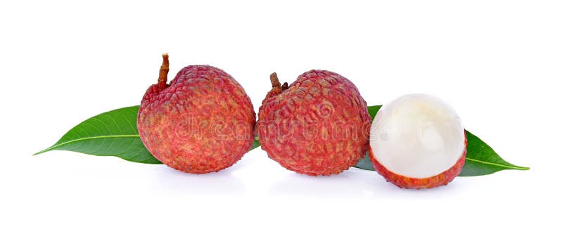 Lychee Tropical Fruit Bumpy Red Peel Isolated White Background Stock ...