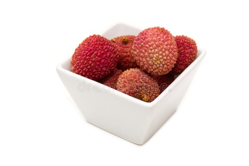 Lychee Inside Bowl on White Stock Photo - Image of square, chinese ...