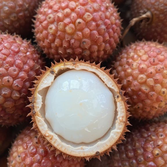 Lychee with Its Bumpy Shell and Translucent White Flesh Stock ...