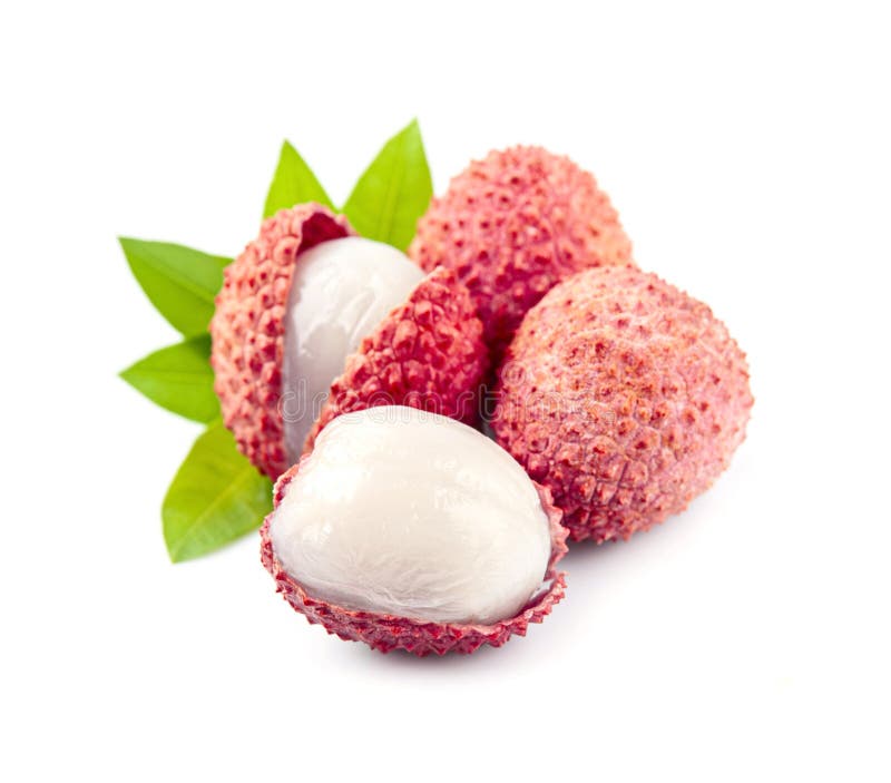 Lychee with Leaves on White Background Stock Photo - Image of tropical ...