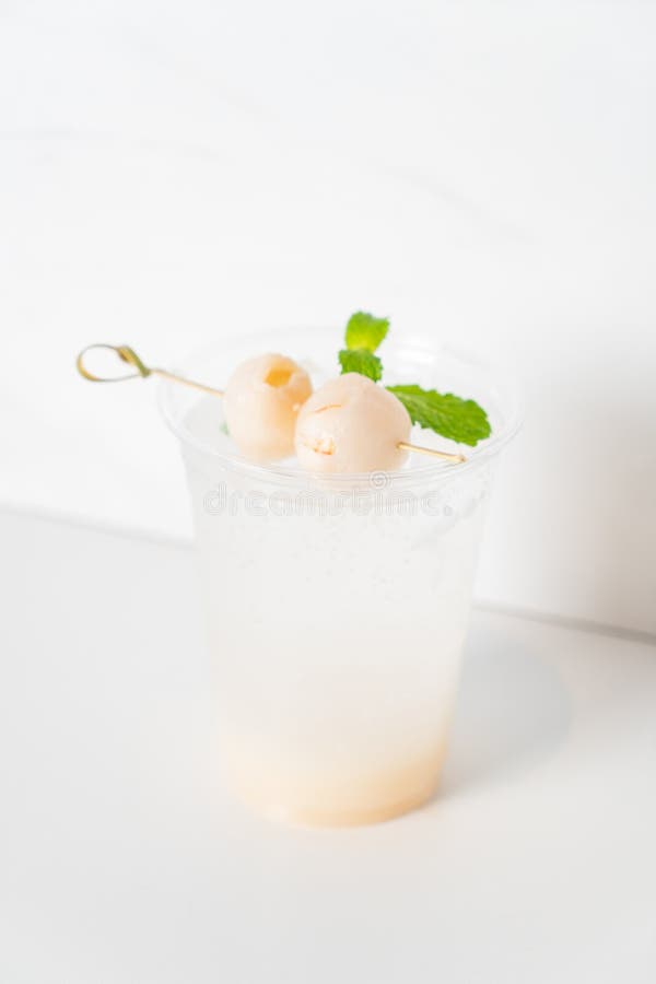 Lychee with soda in glass stock photo. Image of refreshing - 264742192