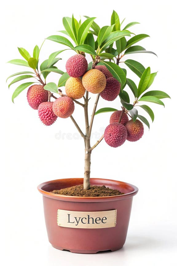 Lychee Tree Sapling in a Pot Stock Illustration - Illustration of ...