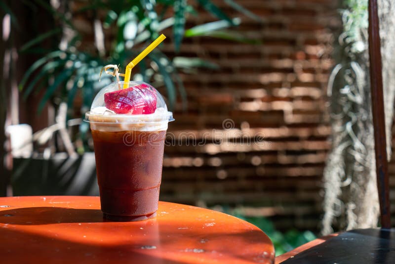 Lychees Americano Coffee in Takeaway Glass Stock Photo - Image of latte ...