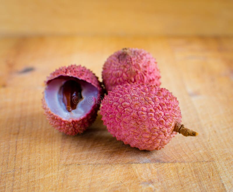 Lychees on wood stock image. Image of organic, eating - 36043045