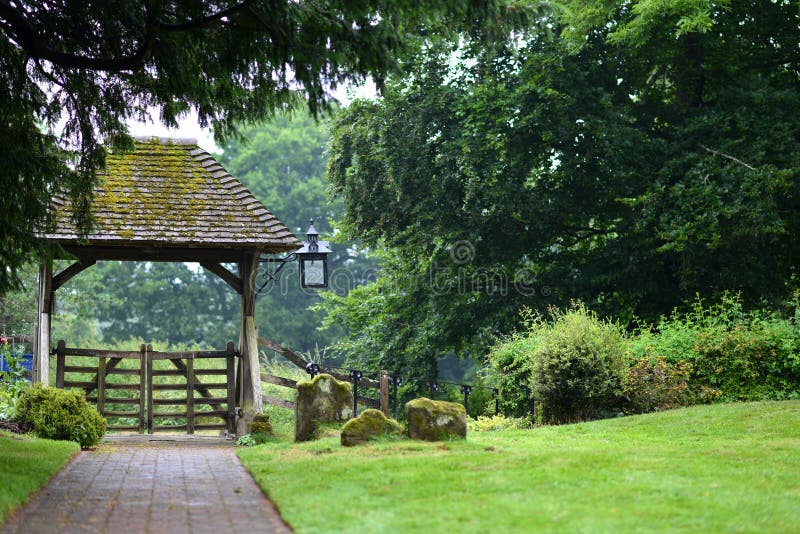 Lychgate stock photo. Image of entrance, lantern, british - 95271984