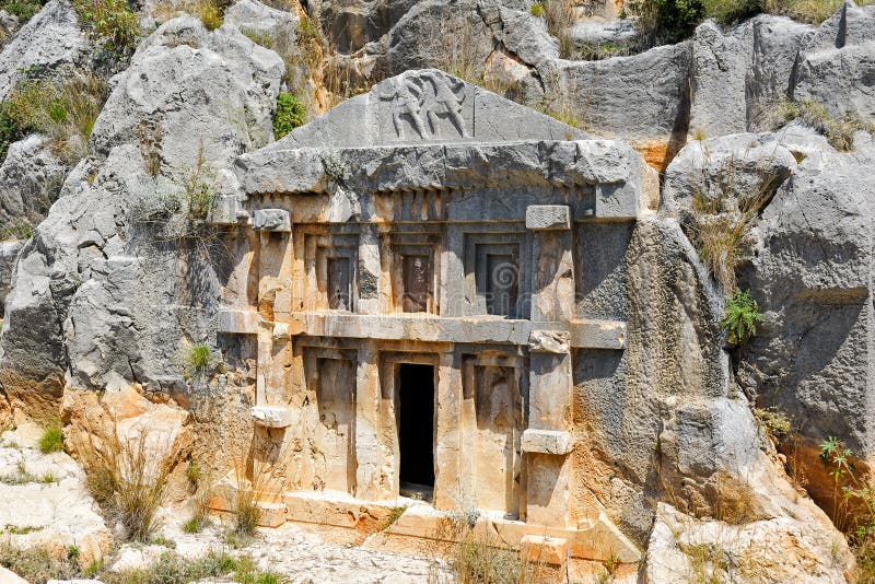 Lycian Rock Tomb, Necropolis in Myra Stock Photo - Image of religion ...