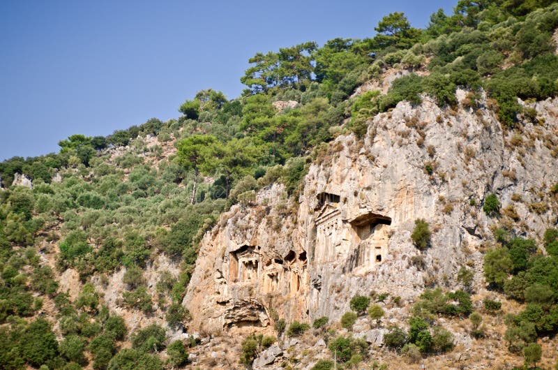 Lycian Tombs in the Rocks, Dalyan Stock Photo - Image of marmaris ...