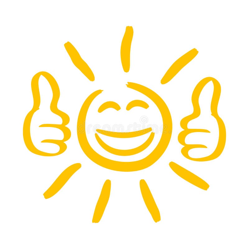 Glad Ritad Solsymbol Med Leende - Vektor Stock Illustrationer ...