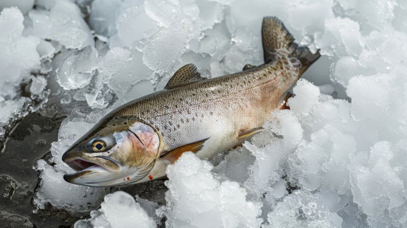 A fish on ice stock photo. Image of meal, plate, dish - 315047614