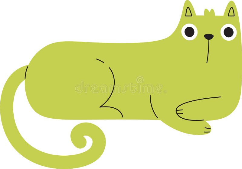 Lying Cat Hand Drawn stock vector. Illustration of graphic - 322546358