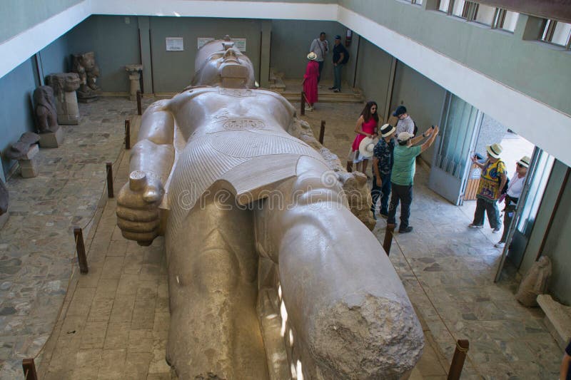 Lying Down Colossal Statue of Ramsses II in Memphis Museum Editorial ...