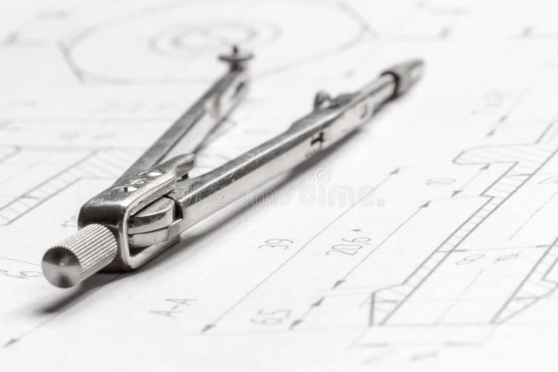 Lying drawing compasses stock image. Image of concepts - 64305053