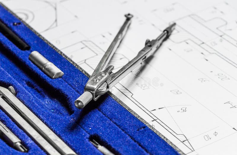 Lying drawing compasses stock photo. Image of invention - 64305060