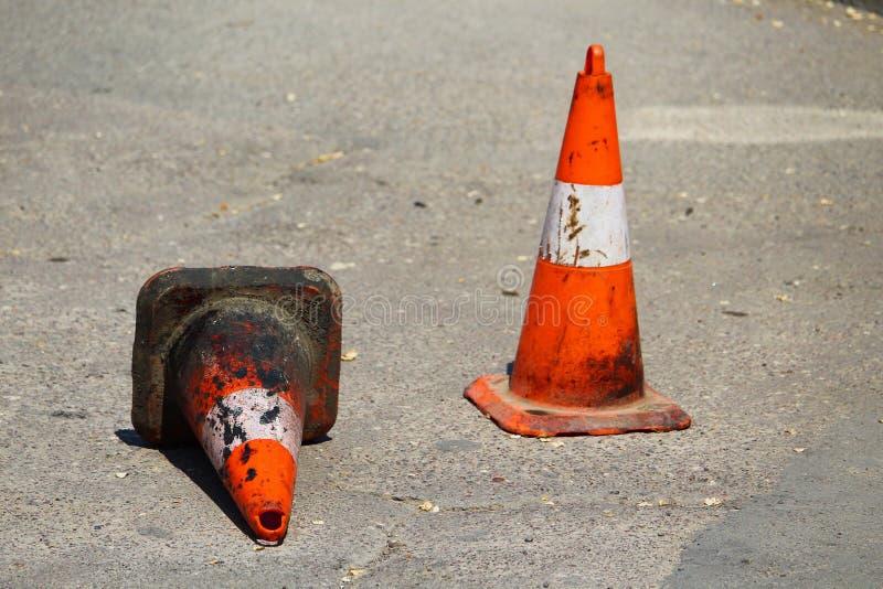 Lying on the Ground Traffic Cones Stock Photo - Image of city, machine ...