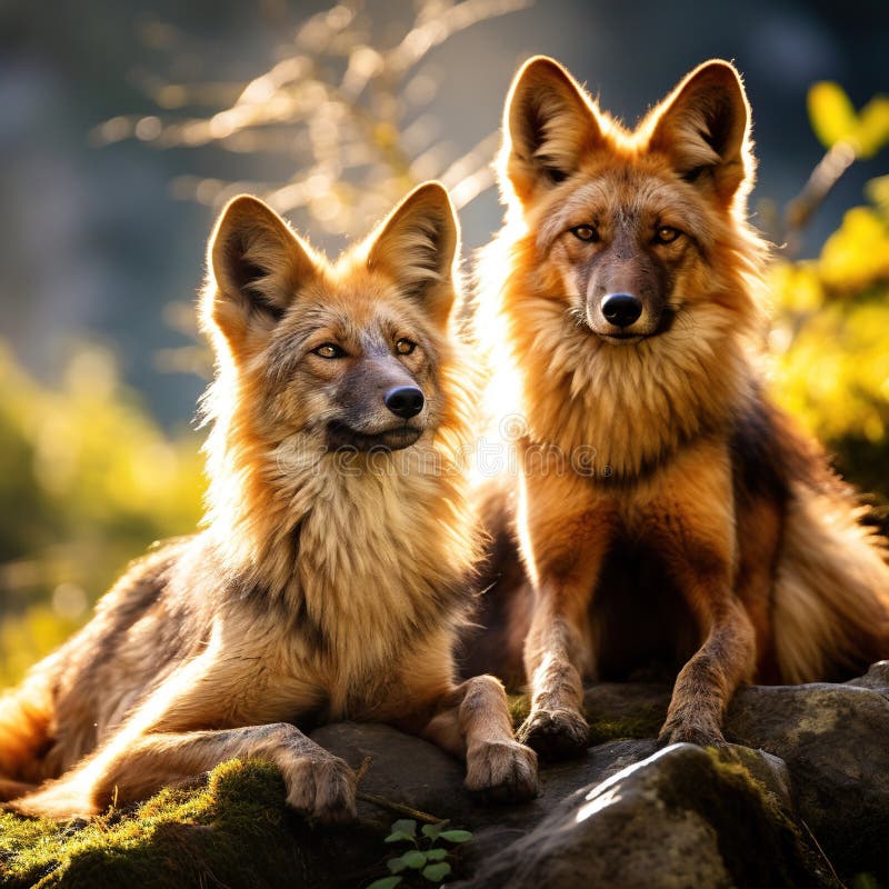 Ai Generated Illustration Wildlife Concept of Lying Maned Wolf Stock ...