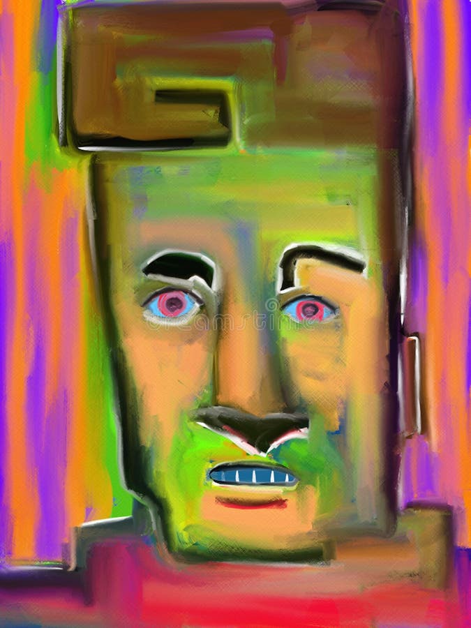 Mixed Media Abstract Face - Digital Painting Stock Illustration ...