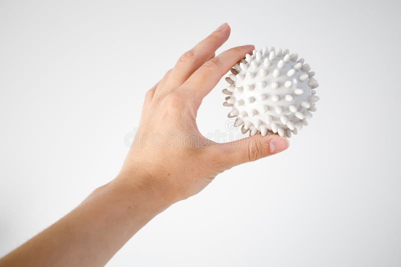 Lymphatic Drainage Massage Spike Ball in the Hand Stock Image - Image ...