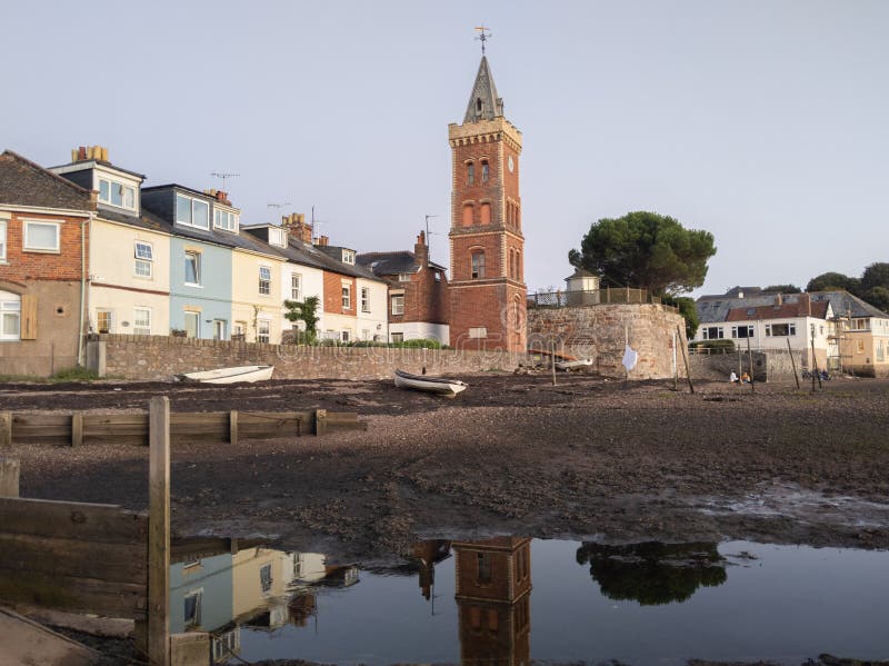 Lympstone Clock Tower and Village on the Shore of the River Exe in ...