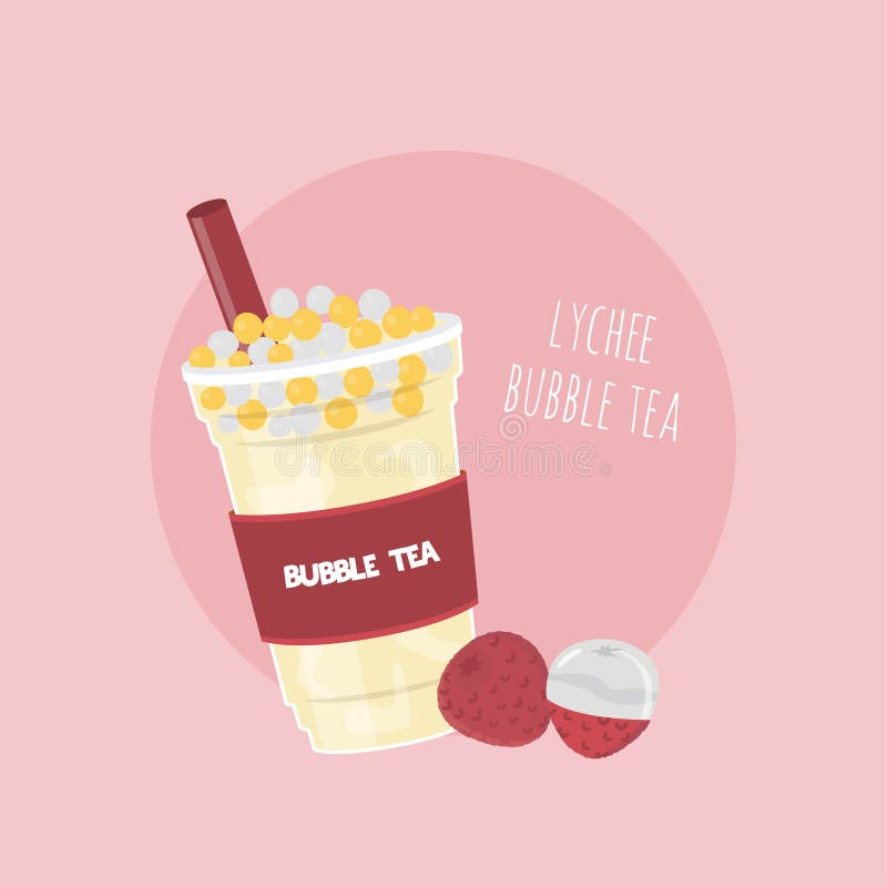 Lynchee Bubble Tea or Pearl Milk Tea Vector Stock Vector - Illustration ...