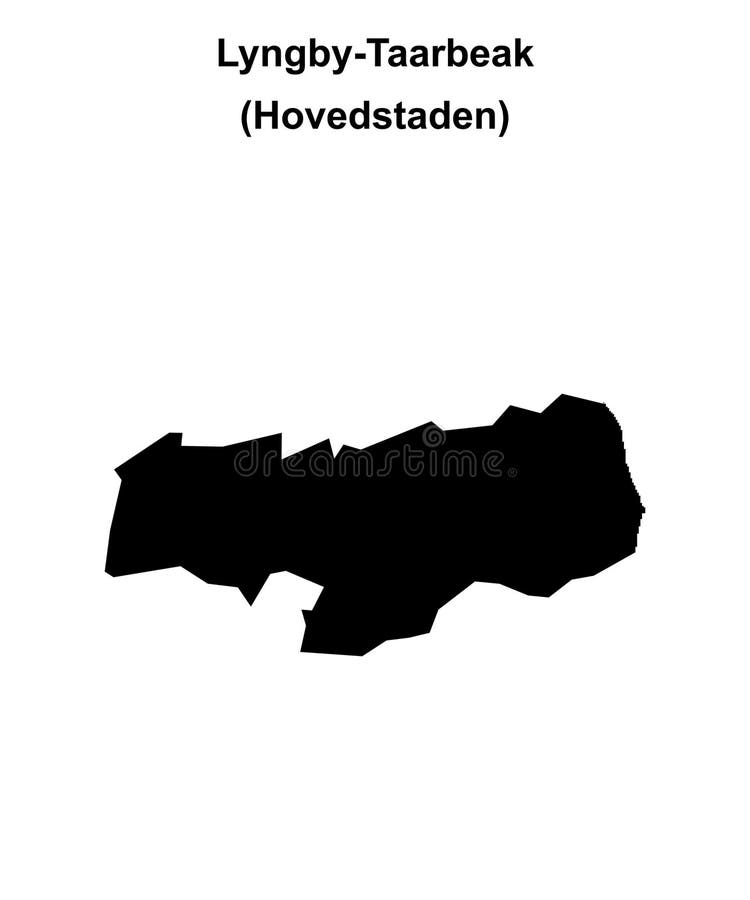 Lyngby-Taarbeak Outline Map Stock Vector - Illustration of boundary ...