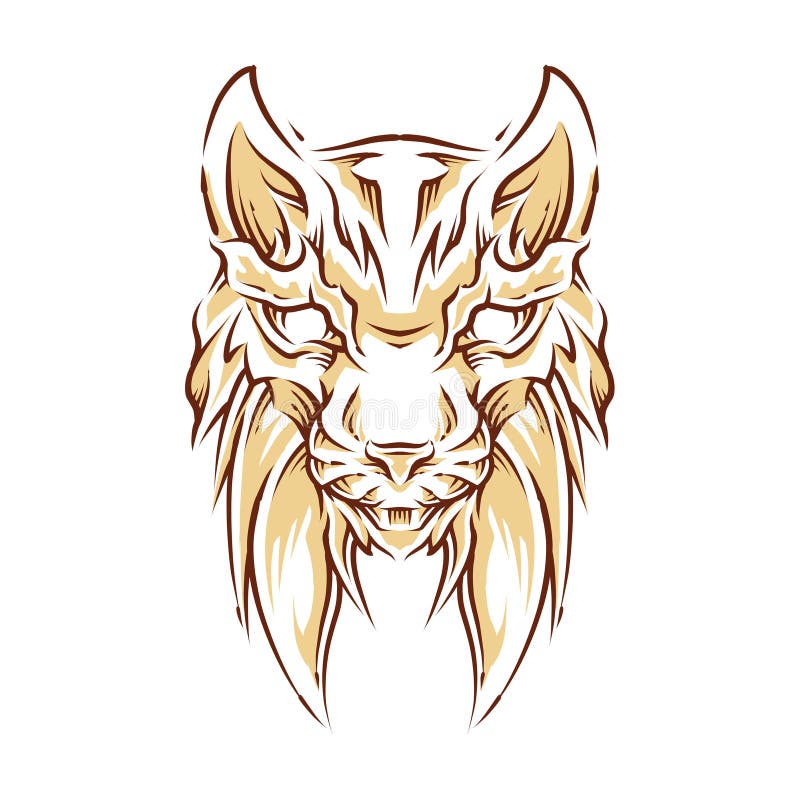 Lynx Cat Head Color Vector Illustration Stock Vector - Illustration of ...