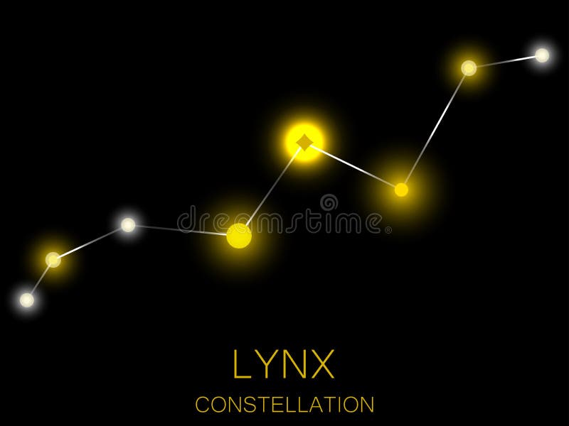 Lynx Constellation. Bright Yellow Stars in the Night Sky. a Cluster of ...