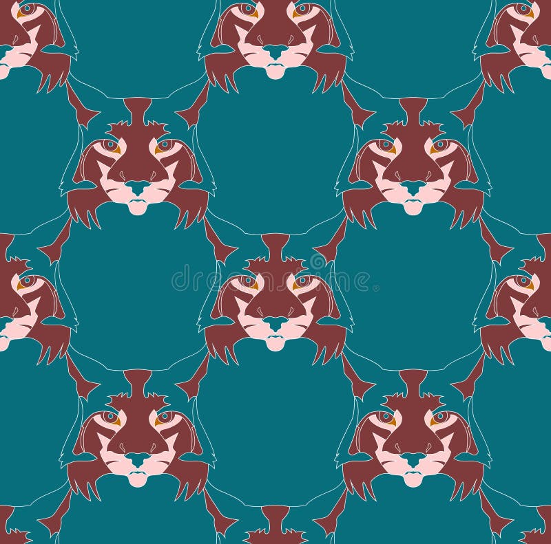 Lynx Faces Abstract Pattern Stock Vector - Illustration of outline ...