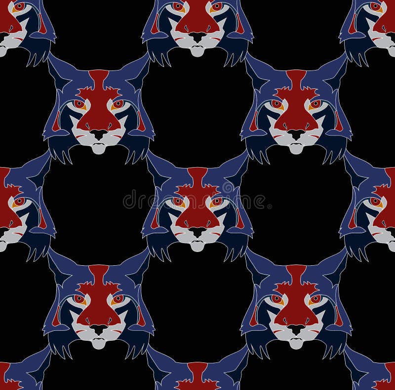Lynx Faces Abstract Pattern Stock Vector - Illustration of head, poster ...