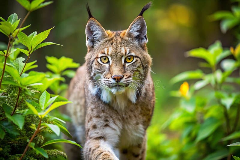 Lynx in Forest, Alert, Woodland, Ambush Stock Illustration - Illustration of spotted, sharp ...