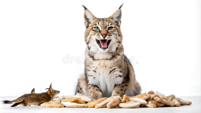 Lynx Laughs at a Pile of Fish Bones AI Generated Stock Illustration ...