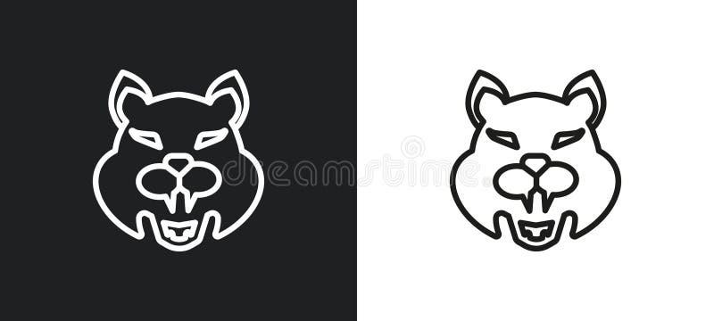 Lynx Outline Icon in White and Black Colors. Lynx Flat Vector Icon from ...