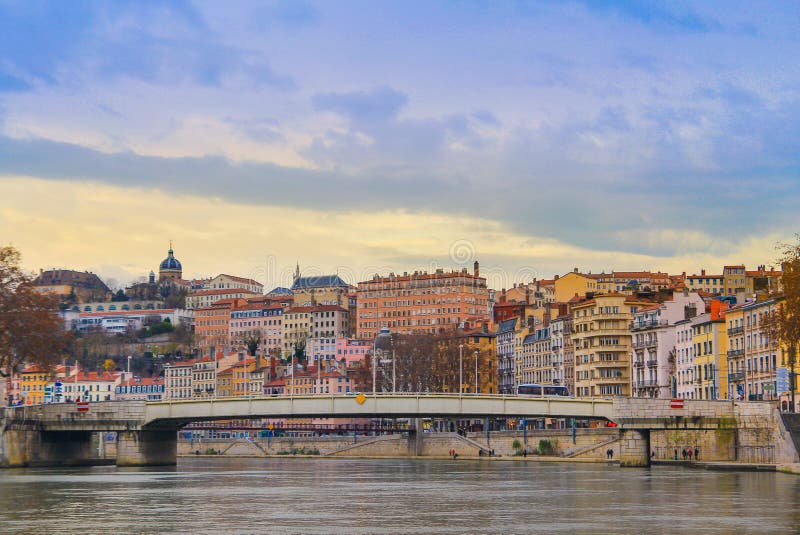 Lyon City and the River Saone Stock Image - Image of river, town: 48112107