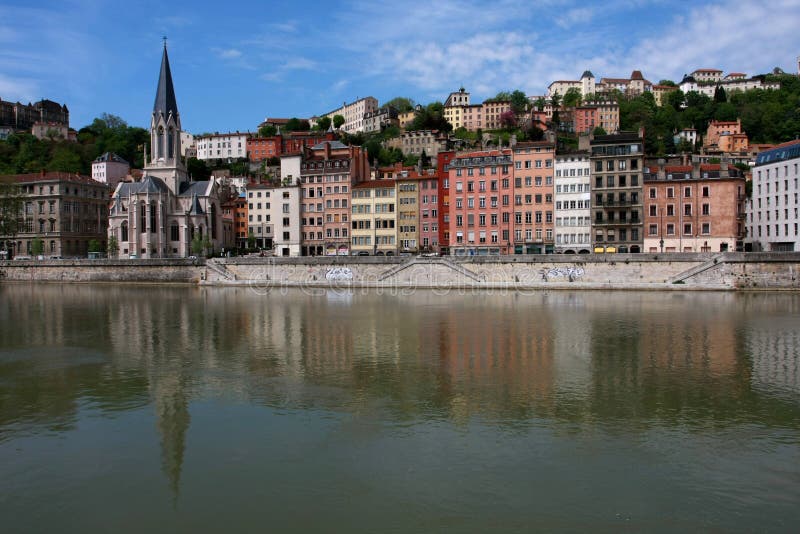 Lyon cityscape stock image. Image of buildings, mild, quay - 5191685