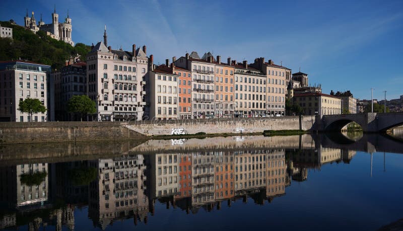 Lyon, France editorial photo. Image of waterway, facade - 270580581