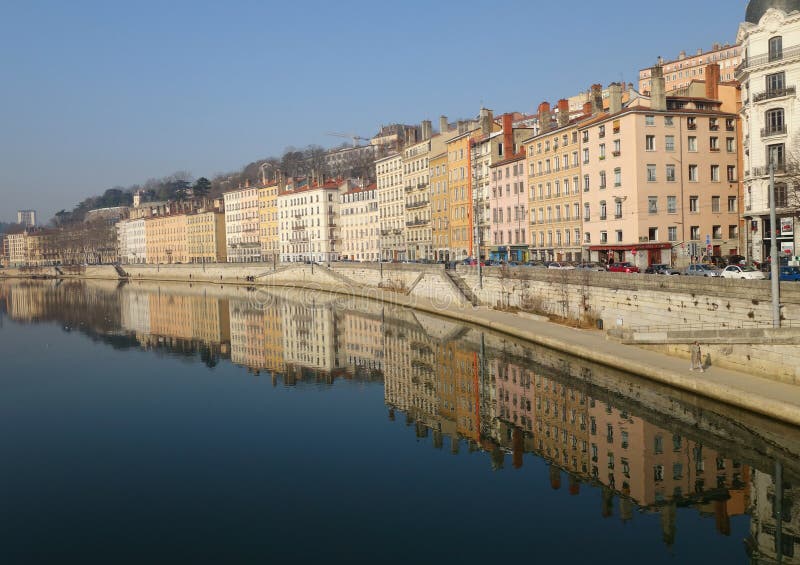 Lyon mirrored in the water stock image. Image of reflection - 85540503