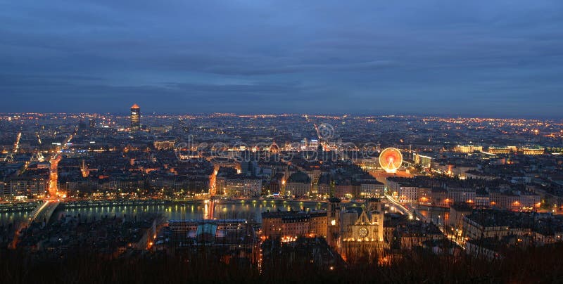 Lyon night stock photo. Image of europe, skyline, french - 11432412