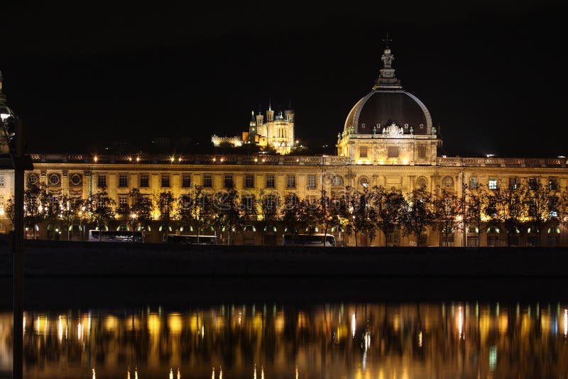 Lyon at night stock photo. Image of building, city, cityscape - 11855170
