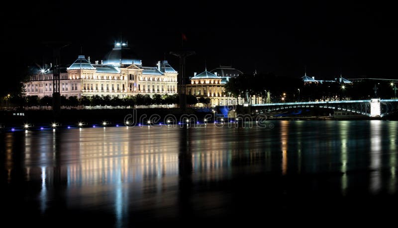 Lyon by night stock image. Image of river, architecture - 5922319