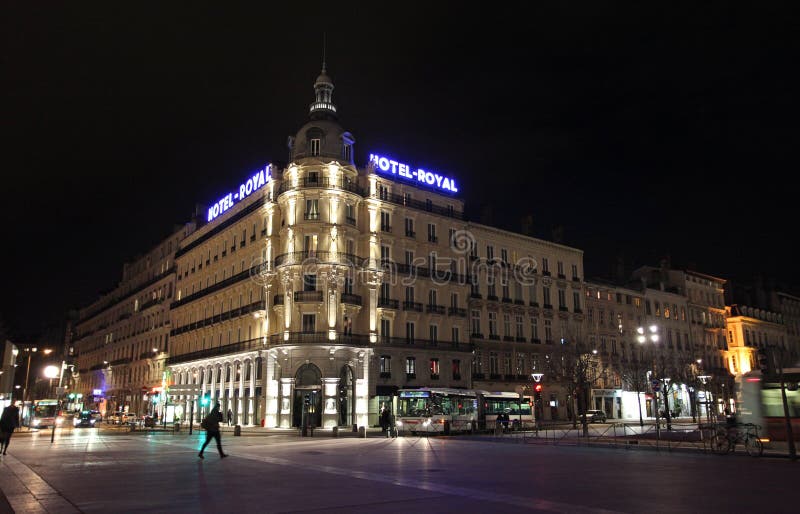 Lyon by night, France editorial photo. Image of restaurant - 51205166