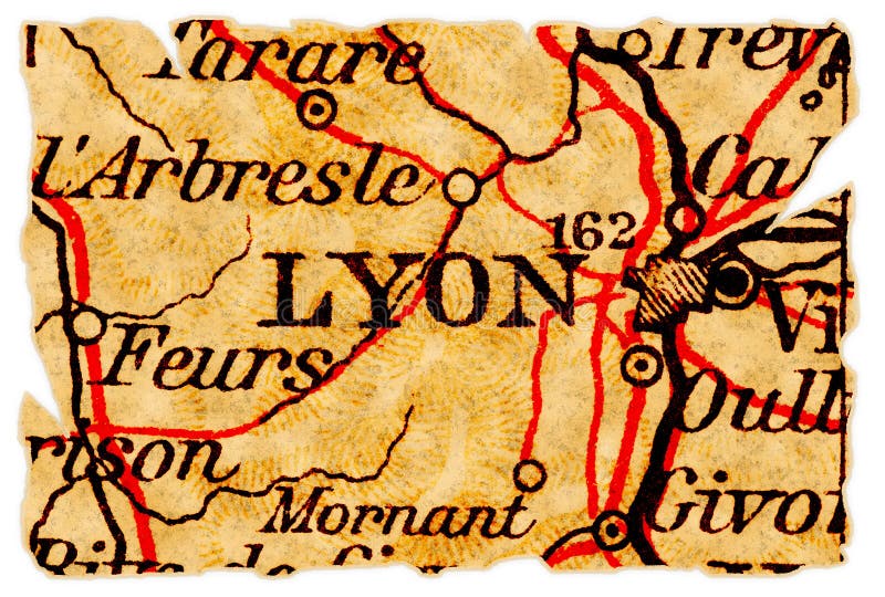 Vintage map of Lyon stock image. Image of europe, objects - 23055857