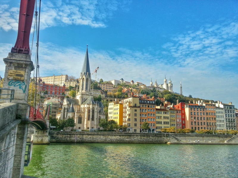 Lyon Old Town and the River Saone Stock Image - Image of city ...