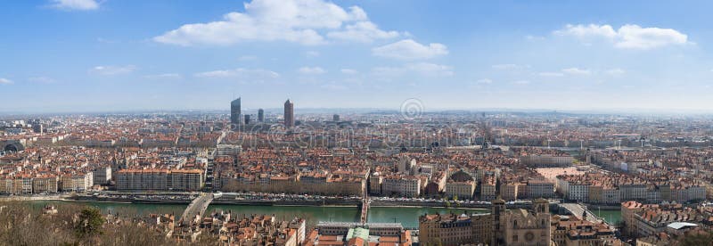 Lyon panorama stock image. Image of europe, roofs, monument - 69218111
