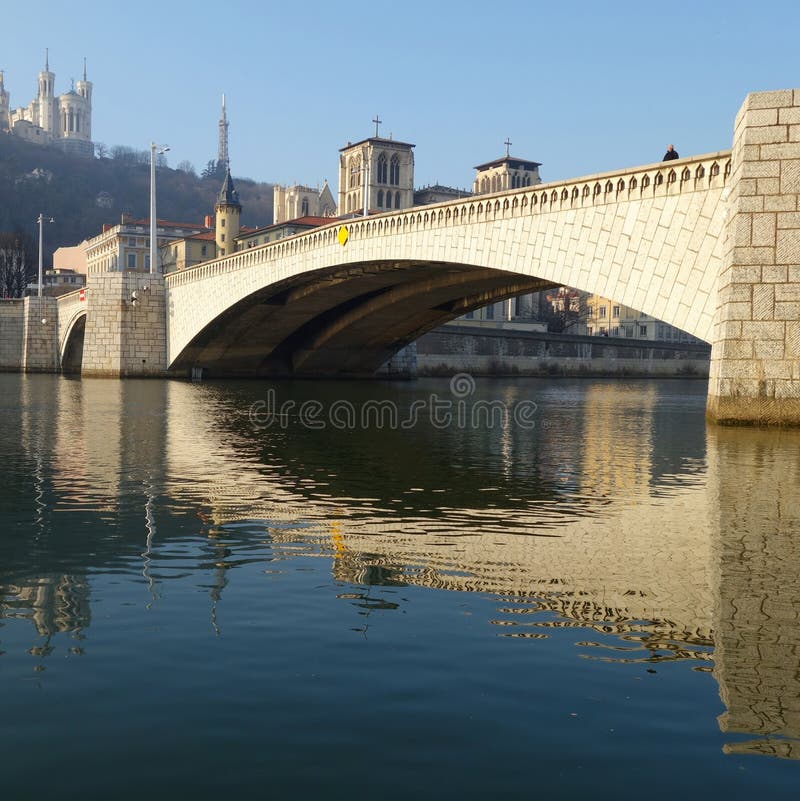 Lyon`s Old Bridge Mirrored in the Water Stock Photo - Image of bridge ...