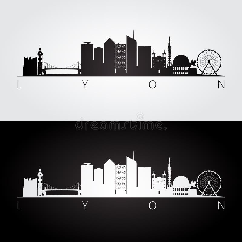 Lyon Skyline Horizontal Banner. Stock Vector - Illustration of logo ...