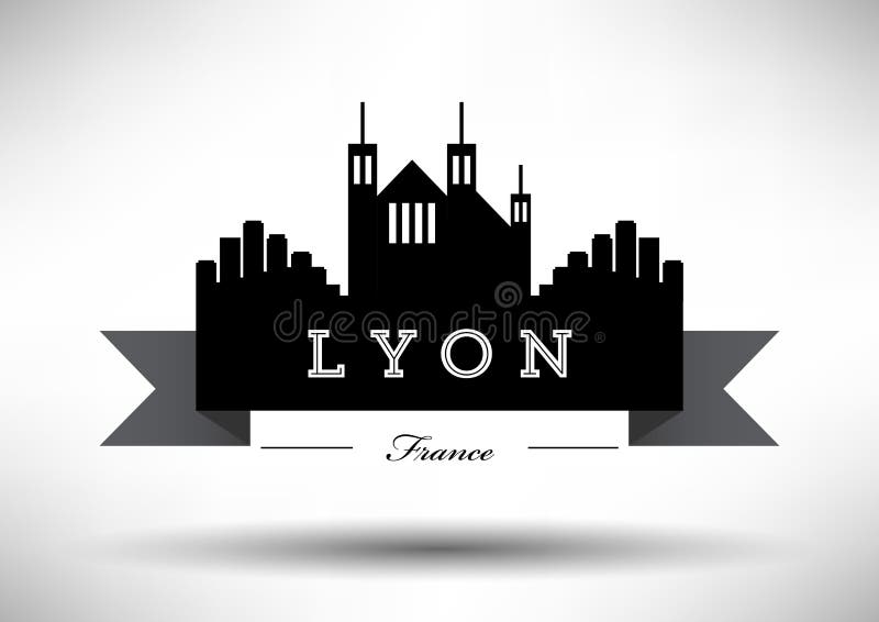 Lyon Skyline with Typographic Design Stock Vector - Illustration of ...