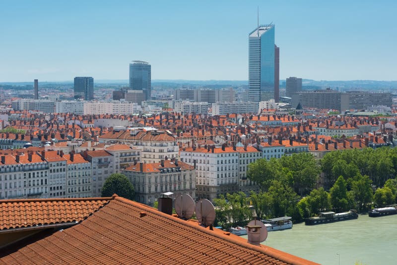 Lyon in a summer day stock photo. Image of water, city - 78377284