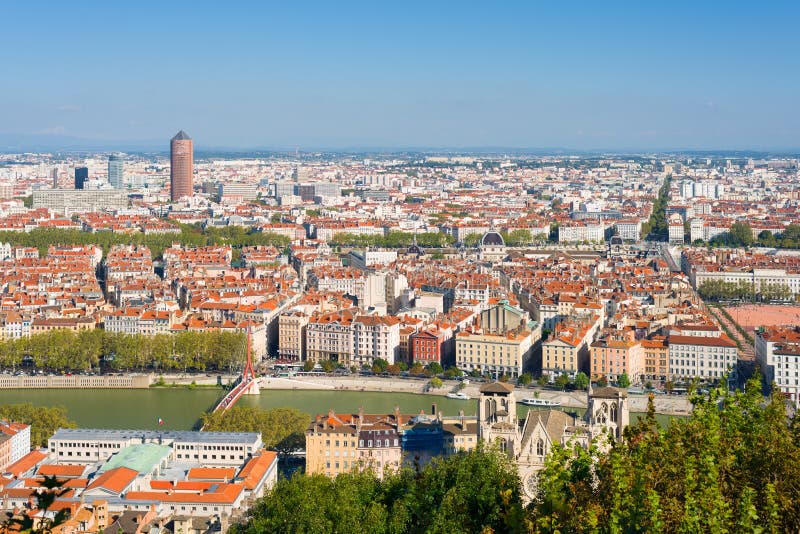 Lyon in a sunny summer day stock image. Image of tall - 34852427