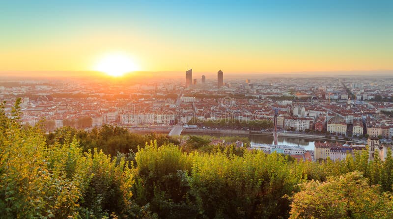 Lyon sunrise stock image. Image of river, landmark, plants - 76525585