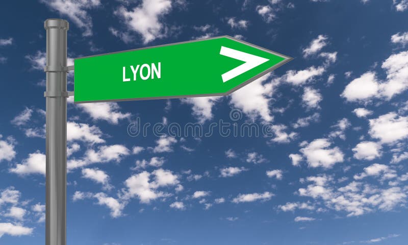 Lyon traffic sign stock illustration. Illustration of direction - 229868155